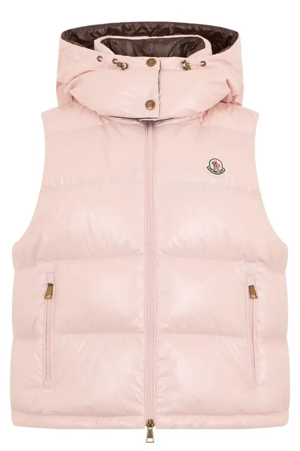 Moncler Padded Hooded Gilet With Zip Front - Pink