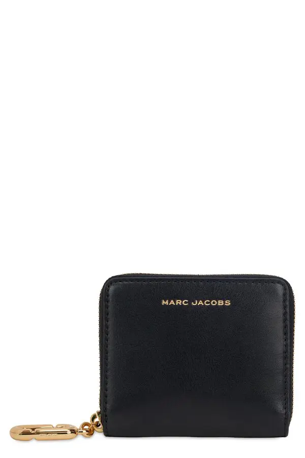 Marc Jacobs Compact Leather Wallet With Keychain, Zip Closure, 11cm
