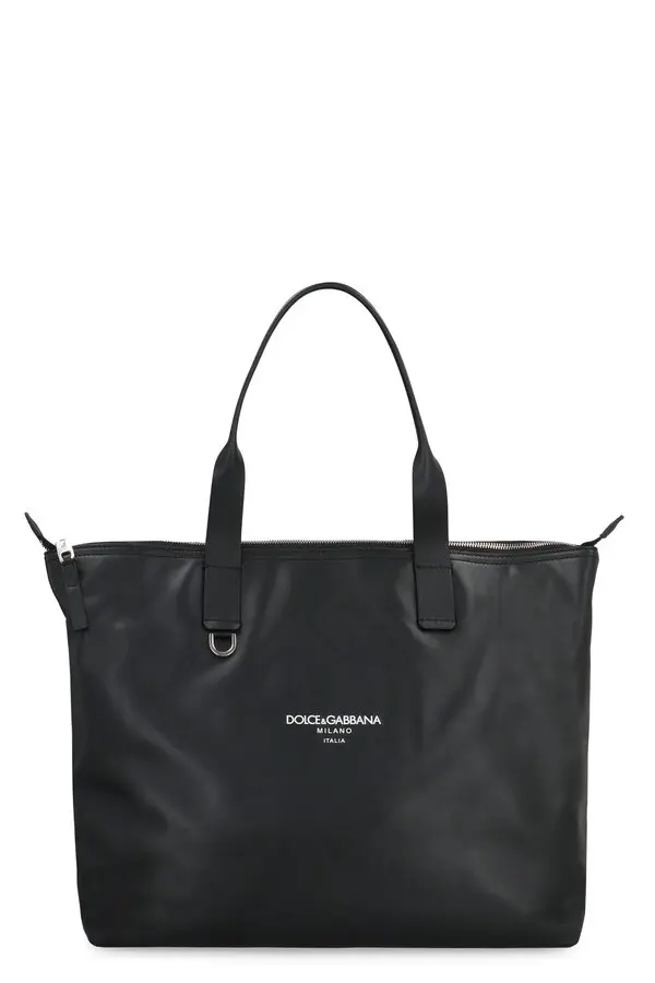 Dolce & Gabbana Adamo Smooth Calf Leather Tote Bag - Black