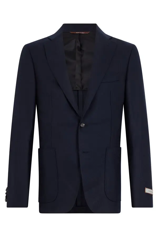 Canali Single-breasted Wool-silk Jacket With Lance Collar