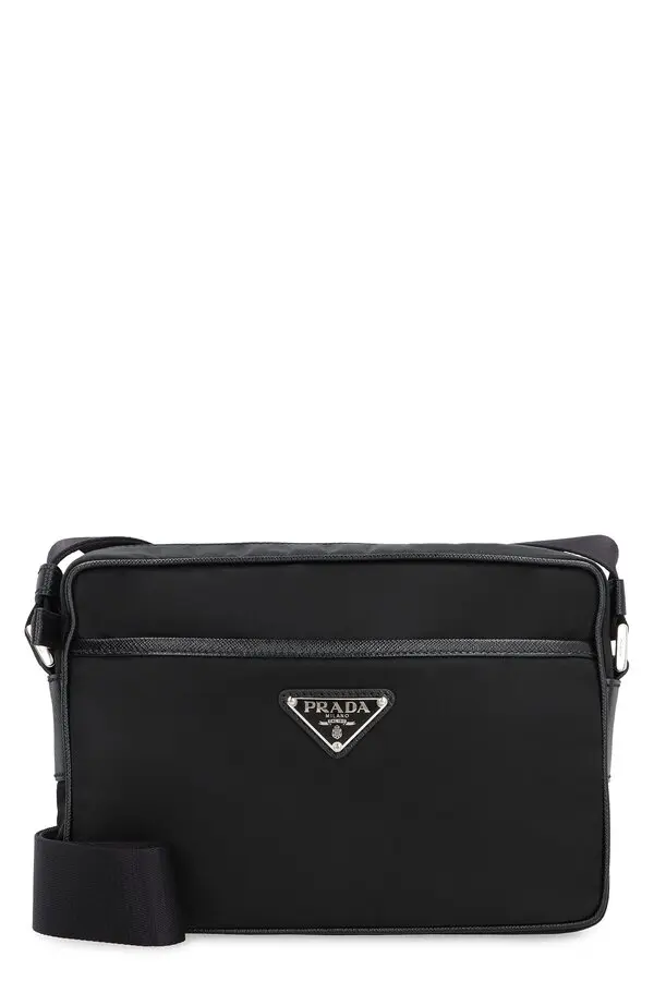 Prada Re-nylon And Saffiano Leather Shoulder Bag - Black