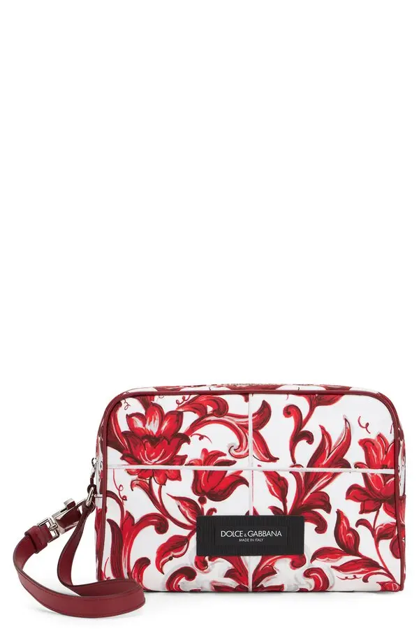 Dolce & Gabbana Majolica Print Mini Clutch Handbag With Adjustable Shoulder Strap - Red