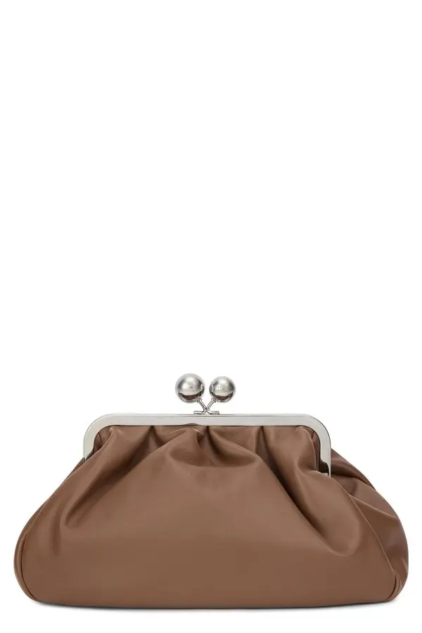 Max Mara Weekend-ready Sheepskin Shoulder Bag Pasticcino Medium, Snap Closure - Brown