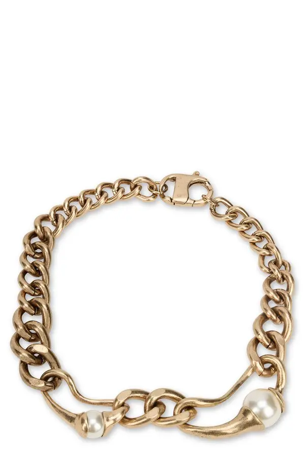 Max Mara Weekend-ready -tone Metal Chain Necklace With Faux Pearls, 1.2 Cm - Gold