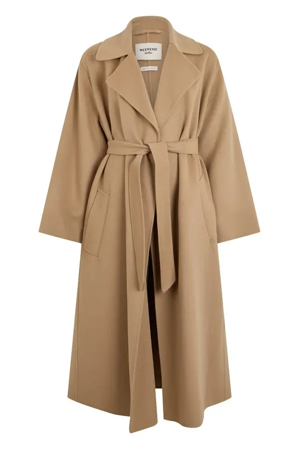 Max Mara Weekend Long Virgin Wool Belted Jacket