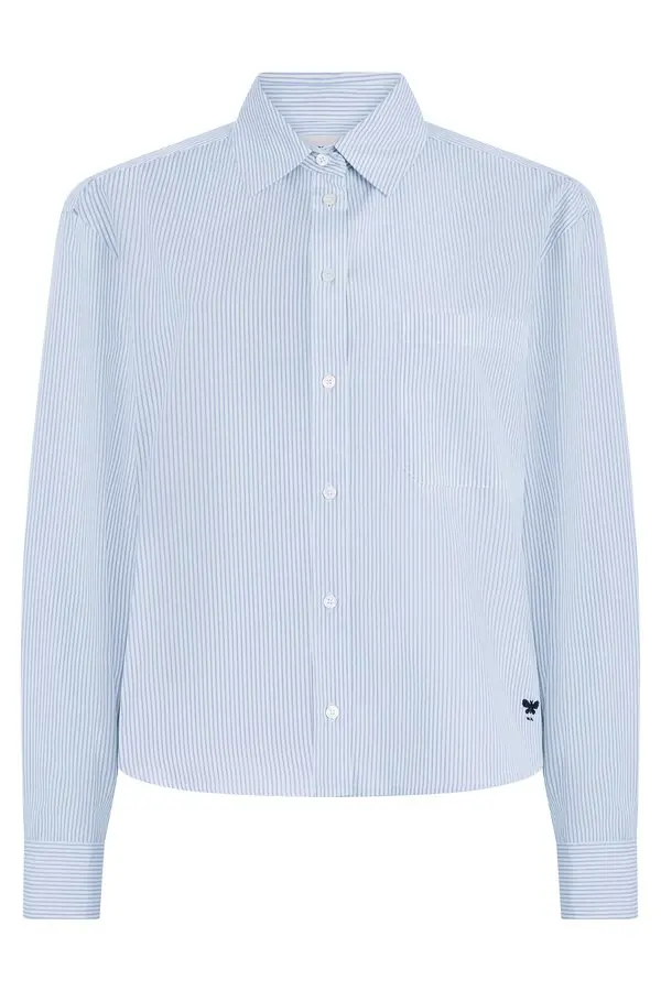 Max Mara Weekend-inspired Striped Cotton Poplin Button-down Shirt With Long Sleeves - Light Blue