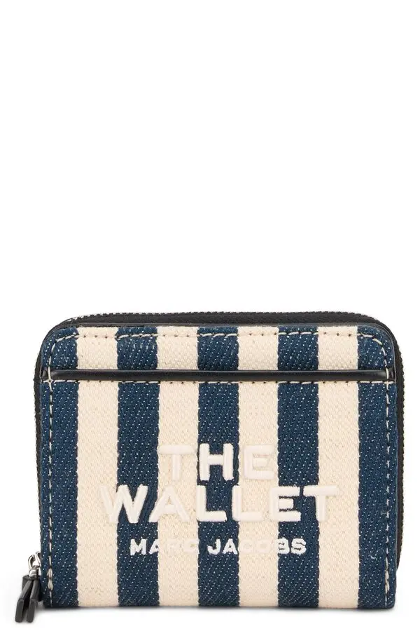 Marc Jacobs Compact Fabric Wallet With Zip Closure And Stripe Detail - Multicolor