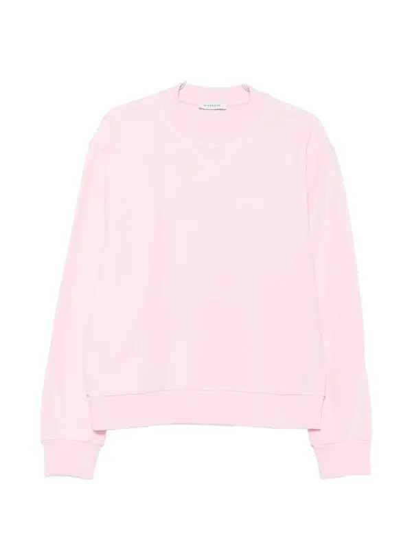 Givenchy Crewneck Sweatshirt With Mini Embroidered Signature - Rosa