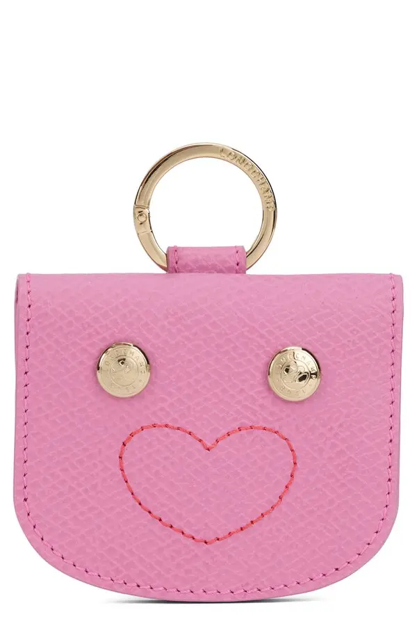 Longchamp Leather Card Holder With Metal Ring, 10 Cm X 8.5 Cm