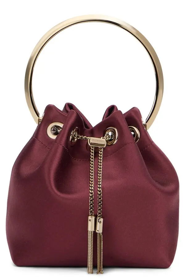 JIMMY CHOO 15 Cm Satin Bon Bon Mini Handbag With Drawstring Closure