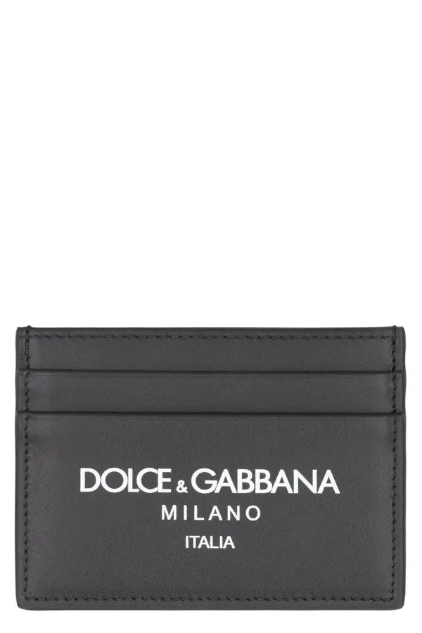 Dolce & Gabbana Smooth Calfskin Mini Card Holder With Four Slots - Black