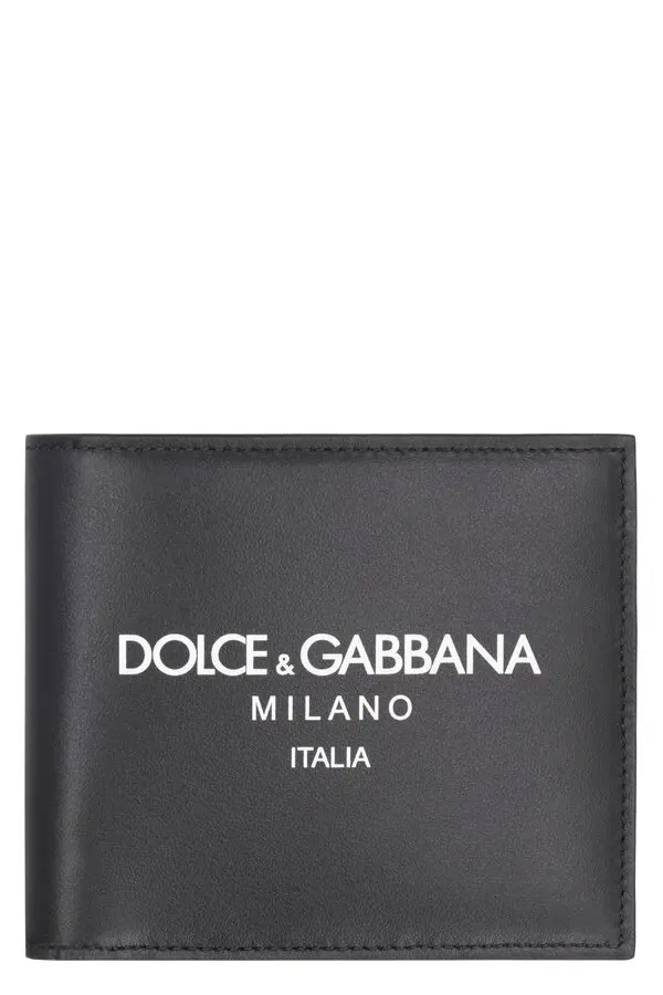 Dolce & Gabbana Calf Leather Mini Flap-over Wallet - Black