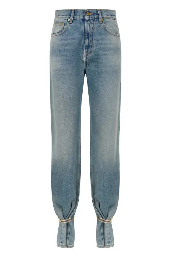 DARKPARK Straight Leg Jeans With Jewel Detail - Light Blue
