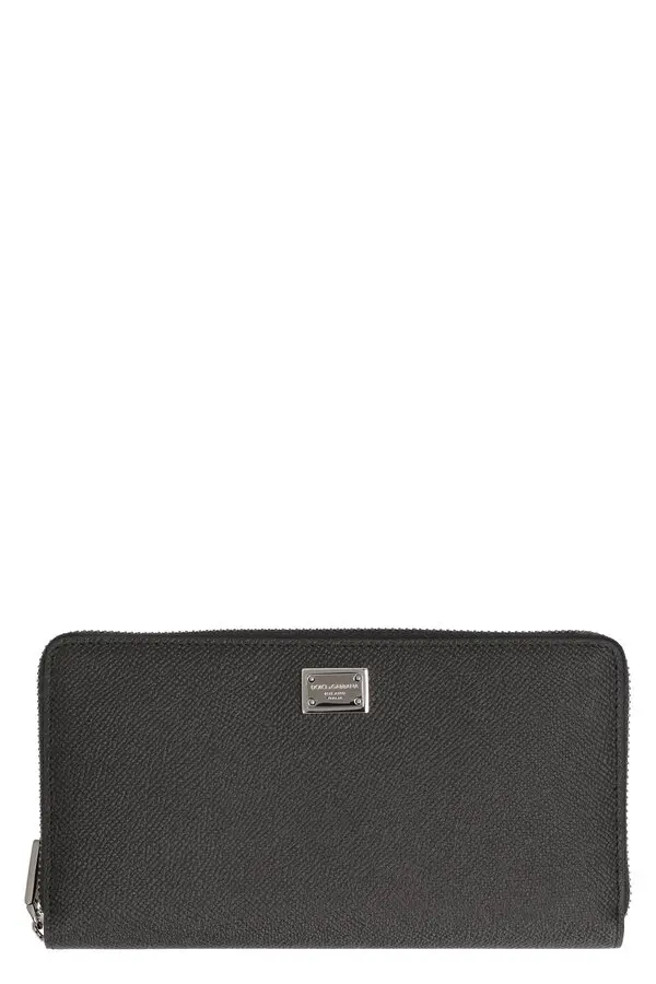 Dolce & Gabbana Dauphine-print Calfskin Leather Zip-around Wallet