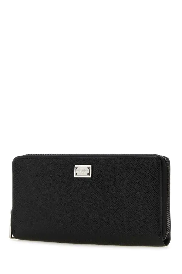 Dolce & Gabbana Dauphine-print Calfskin Leather Zip-around Wallet - Black