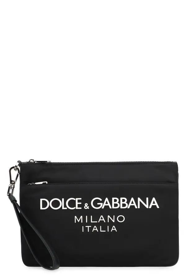 Dolce & Gabbana Nylon Pouch Handbag With Detachable Wrist Strap