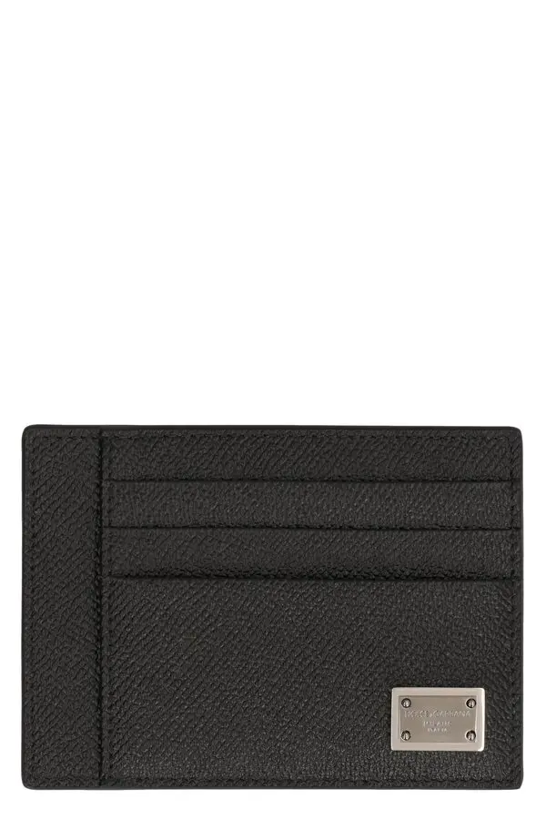 Dolce & Gabbana Dauphine-print Leather Mini Card Holder - Black