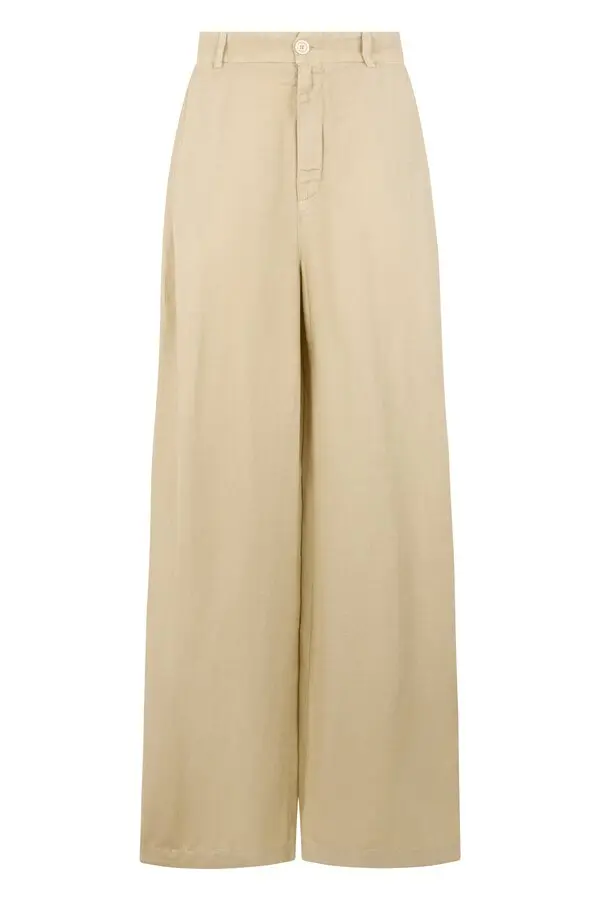 120% Lino High-waisted Loose Linen Trousers