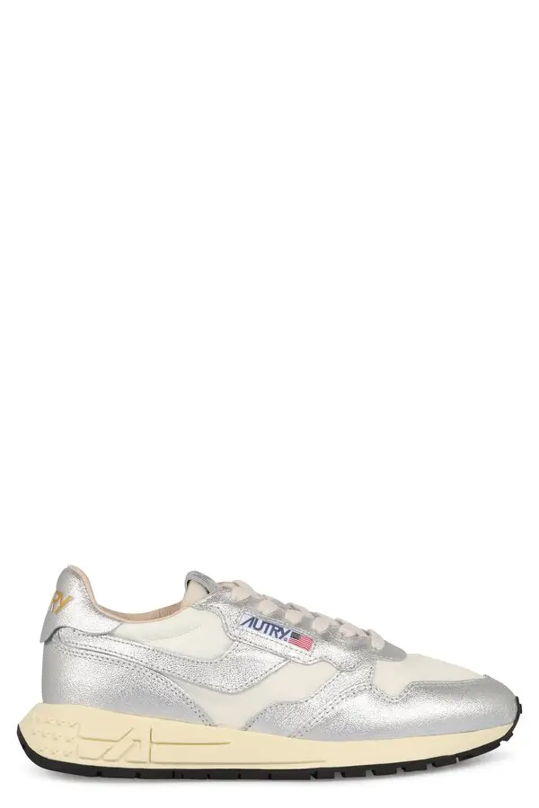 AUTRY Reelwind Low-top Sneakers With Leather Inserts - Silver