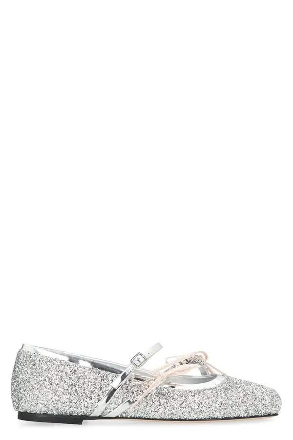 JIMMY CHOO Loli Ballet Flats With Crystal-embellished Double Straps