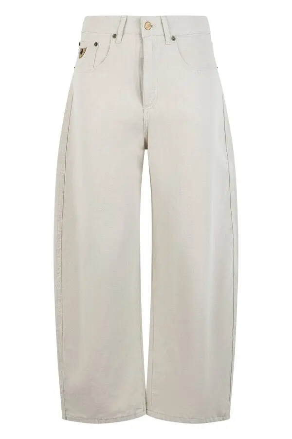 LOIS Loose-fit High-waisted Cotton-linen Wide Leg Jeans - Sand