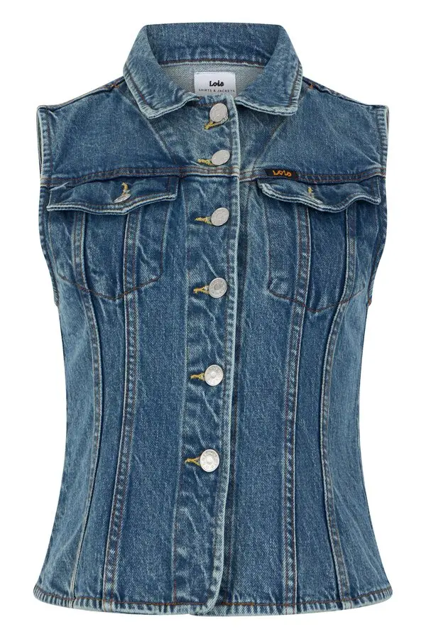 LOIS Denim Gilet Denim Vest With Buttons And Chest Pockets - Blue