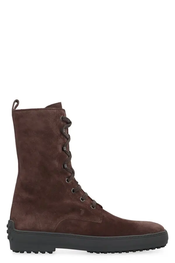 TOD`S Tod's Suede Ankle Boot With Front Lace-up And Rounded Toe