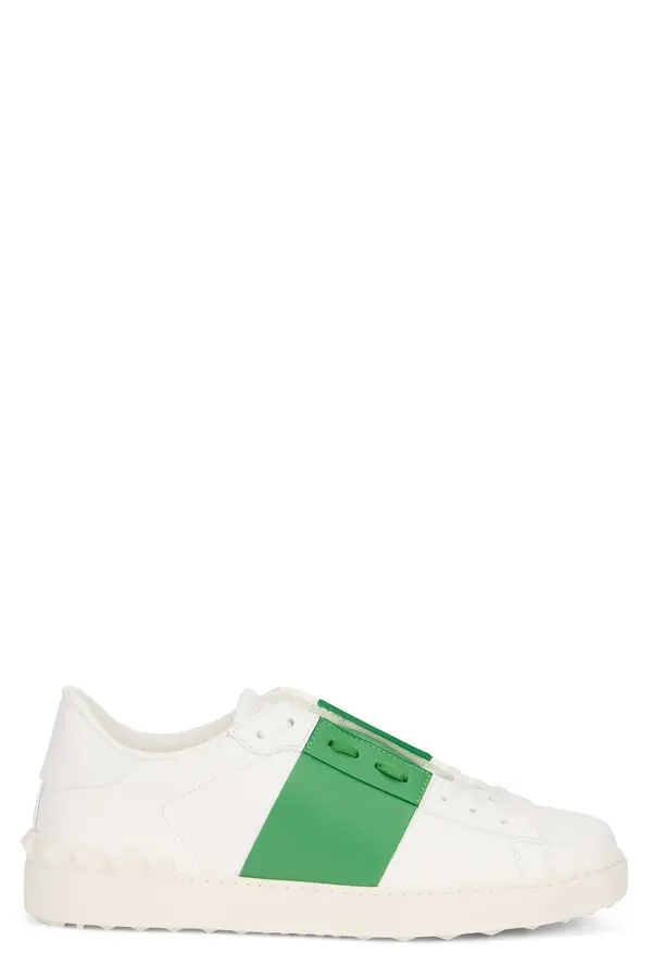 Valentino Garavani Open Leather Sneakers With Wide Side Stripe - White