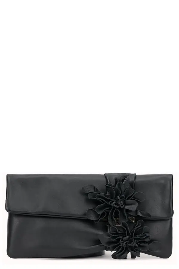 JIMMY CHOO Lambskin Leather Clutch With Floral Detail
