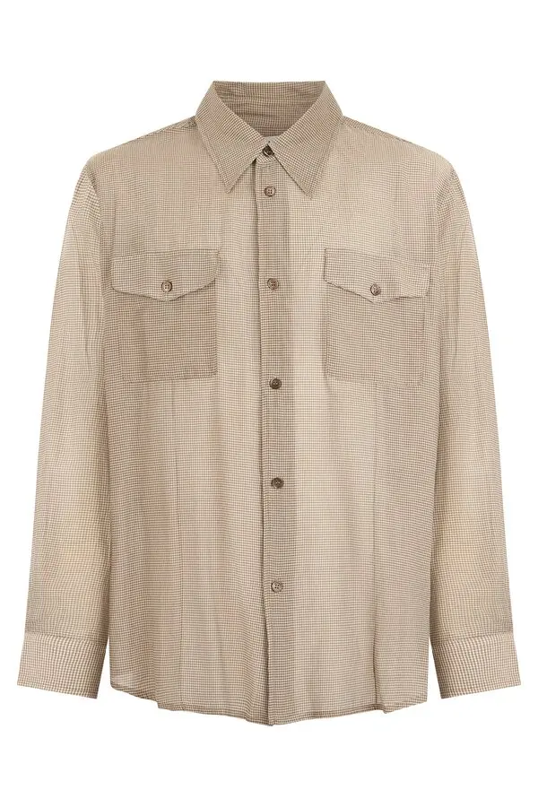 Our Legacy Classic Checkered Silk And Cotton Long-sleeved Shirt
