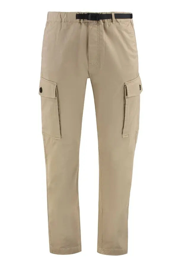 Woolrich Belted Cotton Cargo Trousers With Flap Pockets - Beige