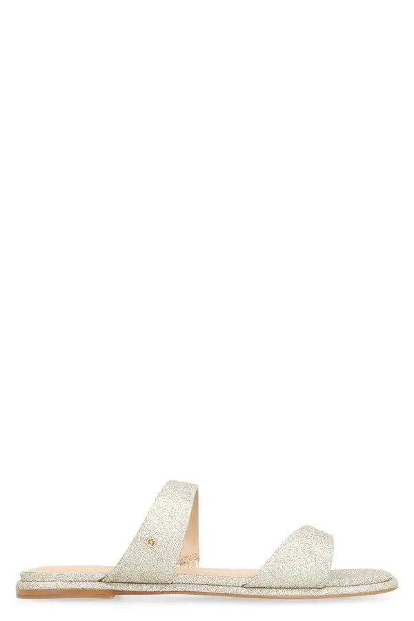 Michael Kors Jaida Leather Glitter Round-toe Sandals