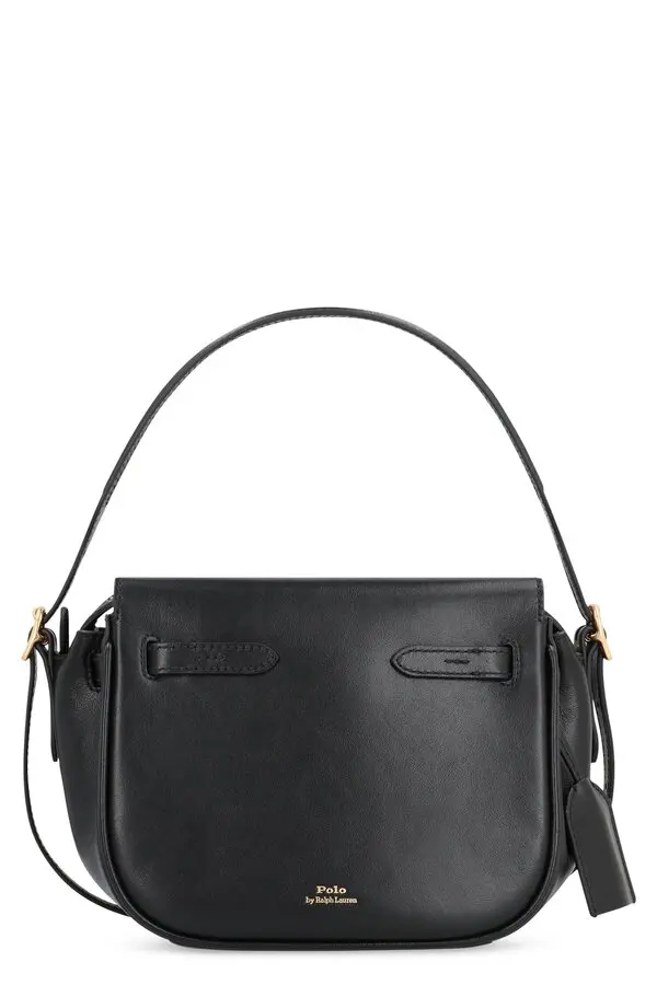 Polo Ralph Lauren Polo Id Mini Leather Handbag With Removable Strap - Black