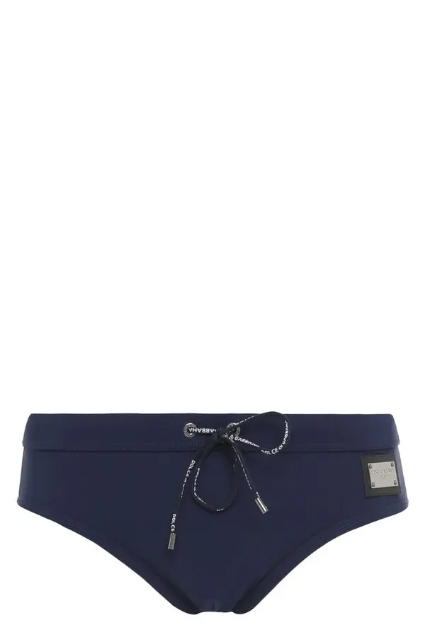 Dolce & Gabbana Classic Slip Swim Shorts With Elastic Drawstring Waist - Blue
