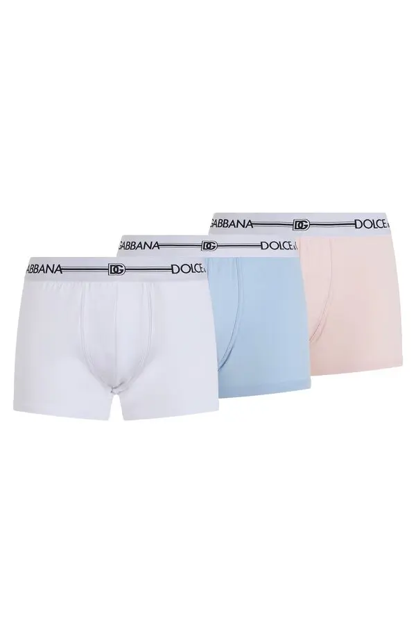 Dolce & Gabbana 3-pack Cotton Boxers With Contrast Elastic Waistband - Multicolor