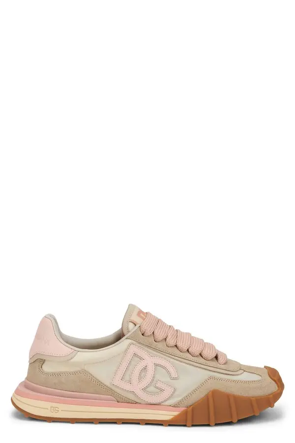 Dolce & Gabbana Lightweight Fabric Athletic Sneakers With Breathable Upper And Rubber Sole - Beige