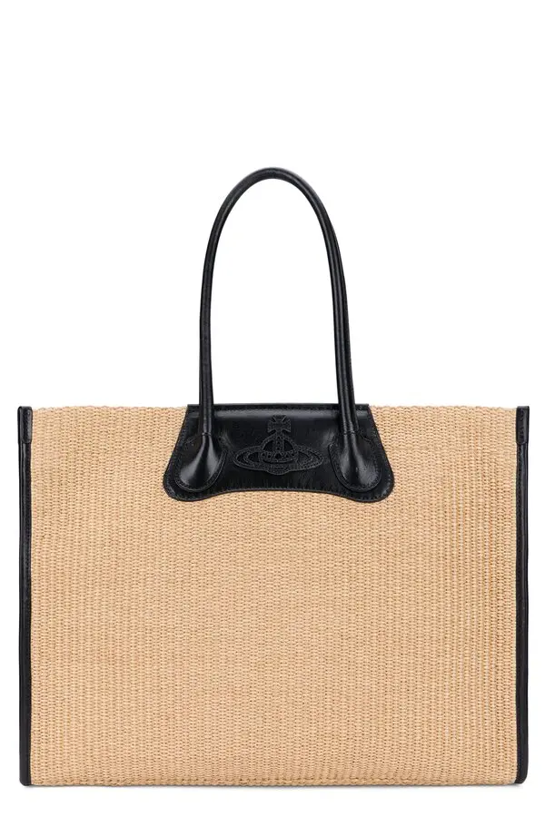 VIVIENNE WESTWOOD Woven Tote Handbag - Beige