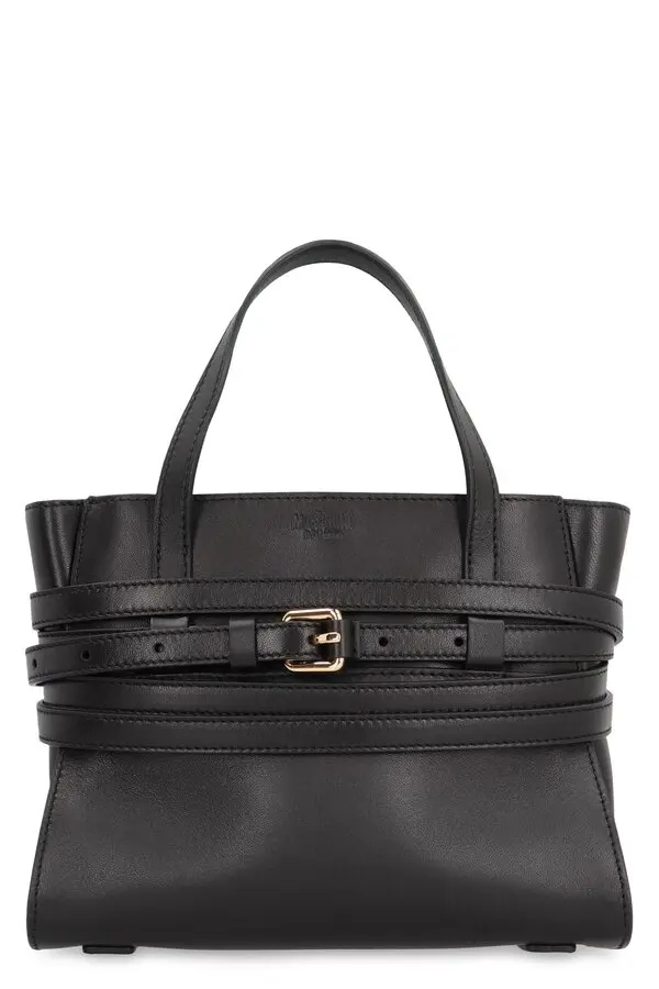 Moschino Tie Detailed Leather Mini Handbag With Gold-tone Hardware