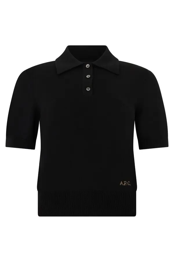 A.p.c. Cotton Knit Polo With Three-button Polo Collar