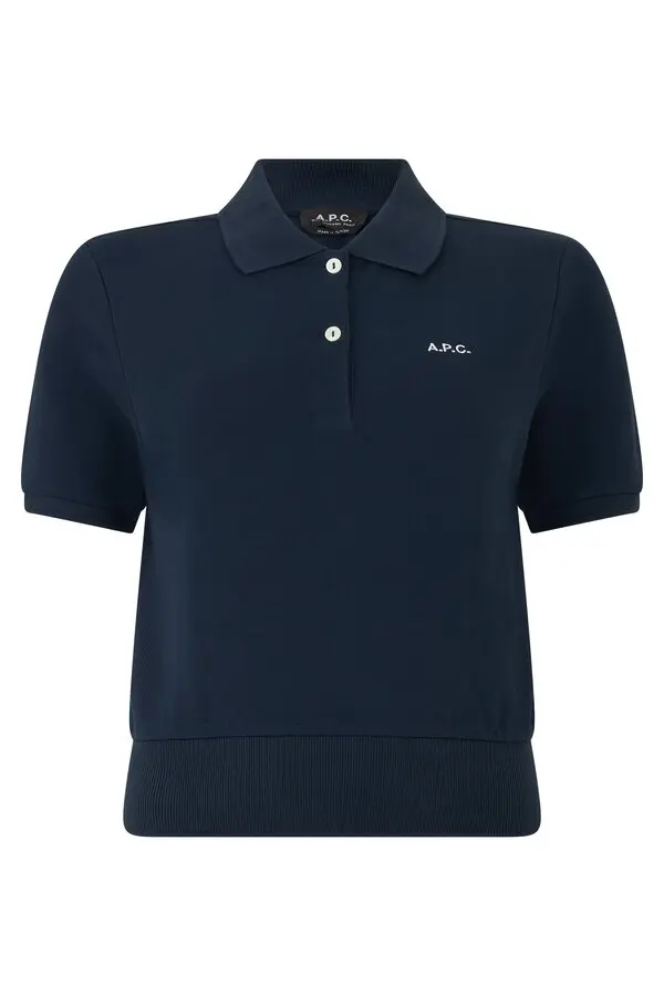 A.p.c. Soft Cotton Short-sleeve Polo Shirt With Embroidered Chest Logo - Blue