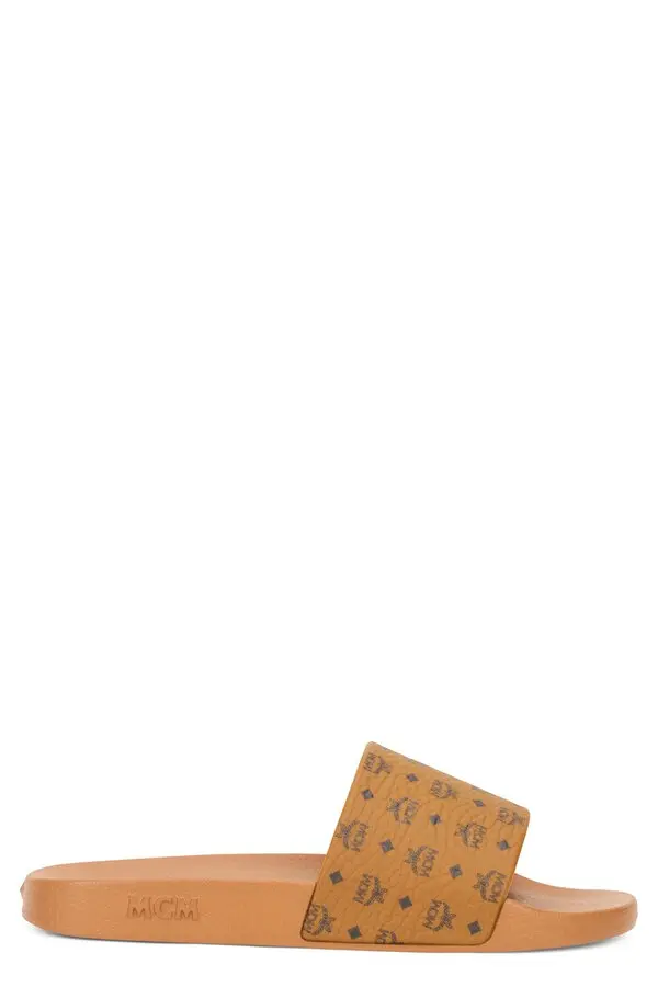Mcm Logo Emblem Flat Slip-on Slides