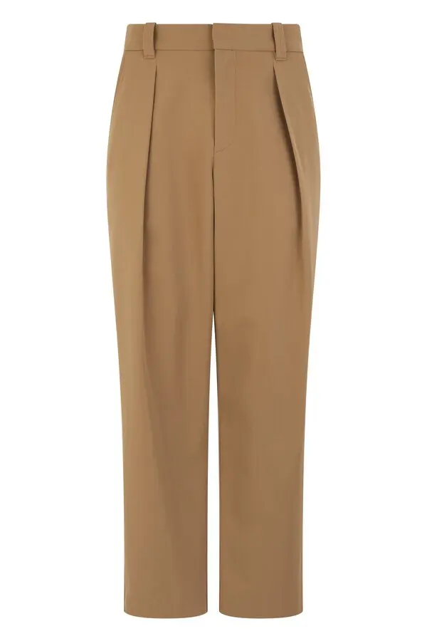 A.p.c. Pleated High-waist Cotton-blend Trousers
