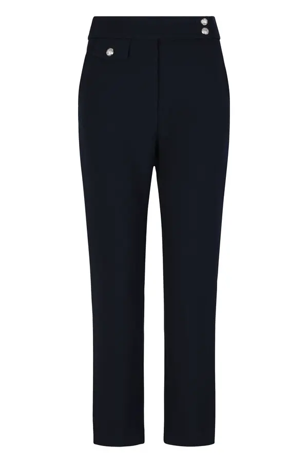 Veronica Beard Renzo Slim-leg Tapered Ankle Trousers With Logo Buttons - Black