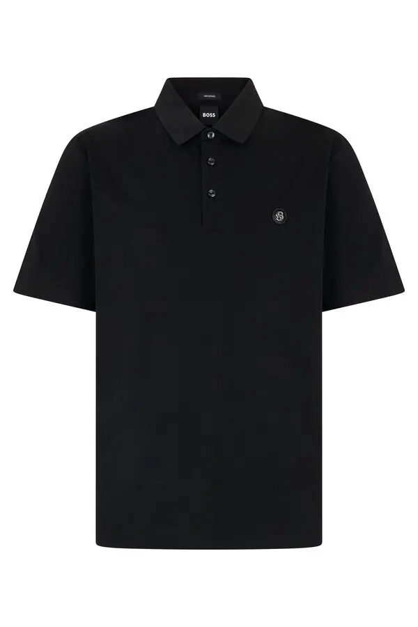 BOSS Short Sleeve Cotton Polo With Classic Collar - Black