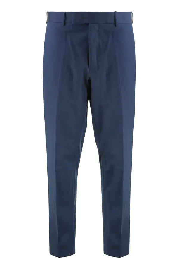 PT TORINO Silk-cotton Blend Slim-fit Trousers - Blue
