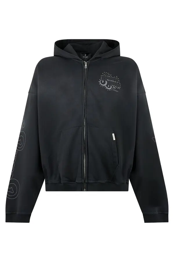 REPRESENT Cropped Zip Hooded Sweatshirt With Chest Logo