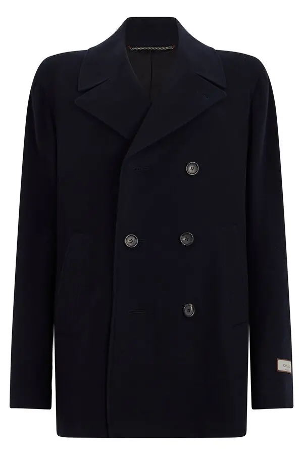 Canali Double-breasted Wool Jacket With Lapel Collar