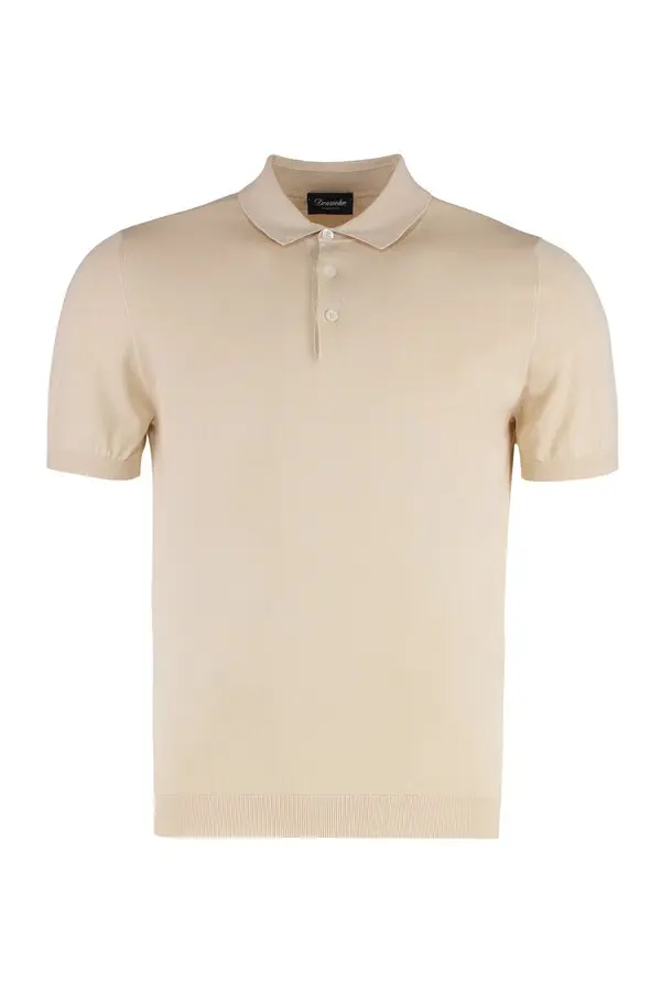 DRUMOHR Ribbed Knit Cotton Polo Shirt