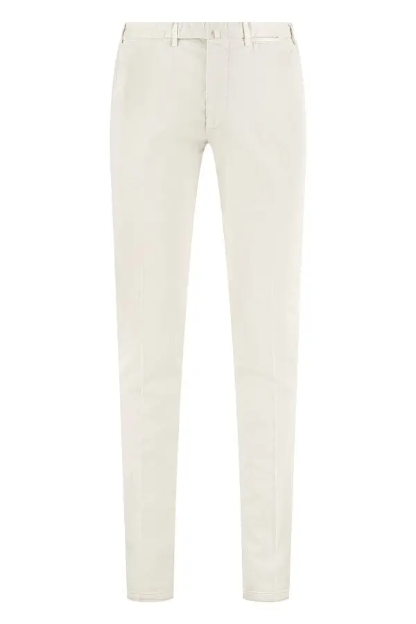 THE ALPHABET The Stretch Cotton Chino Trousers With Welt Back Pockets - Beige