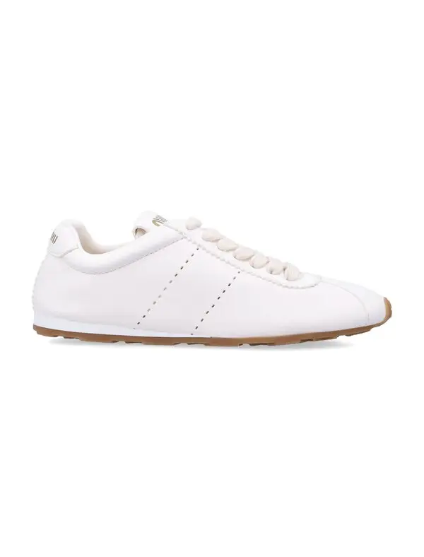 Miu Miu Plume Nappa Leather Perforated Sneakers - Bianco